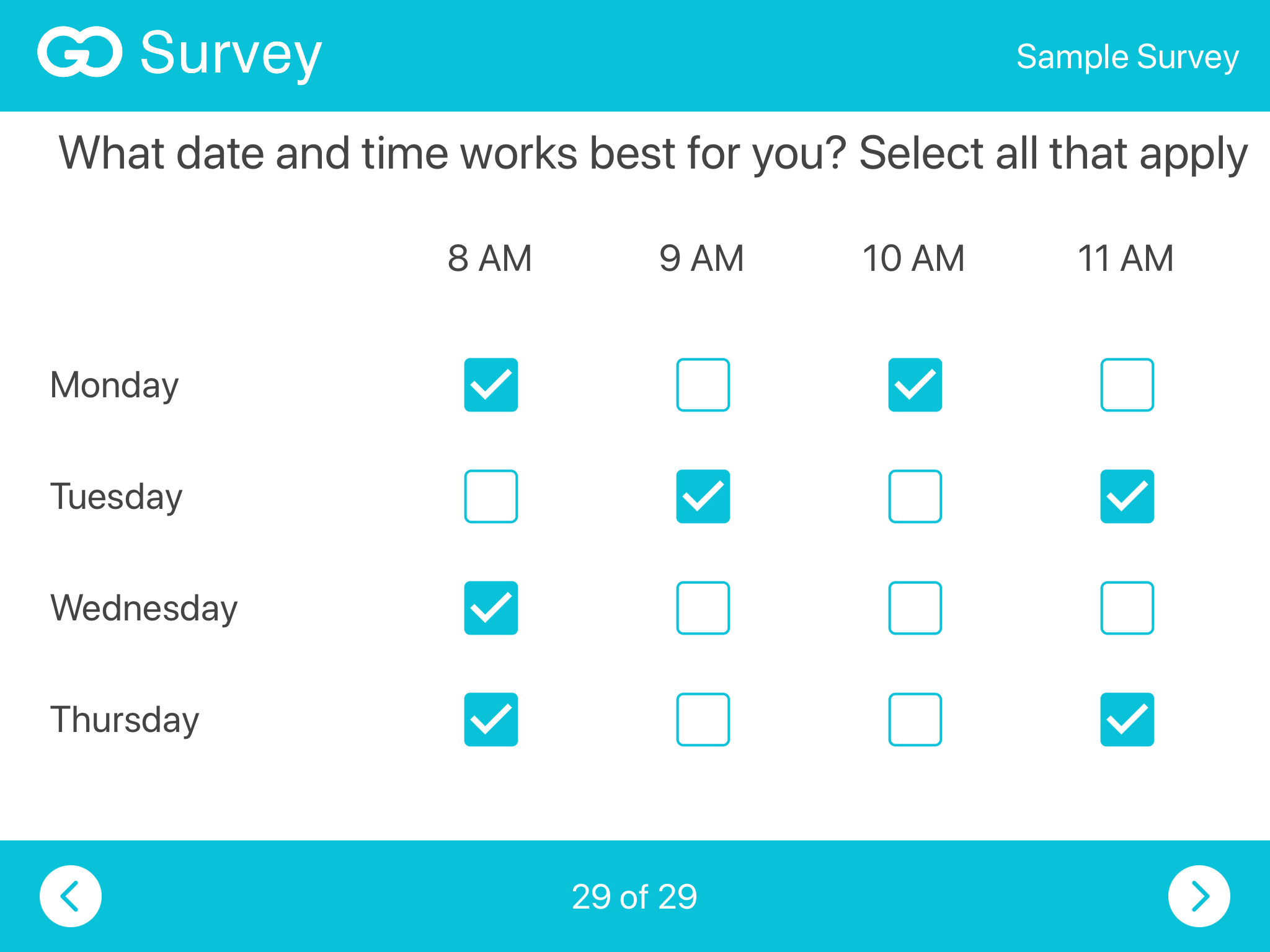 Checkbox Grid