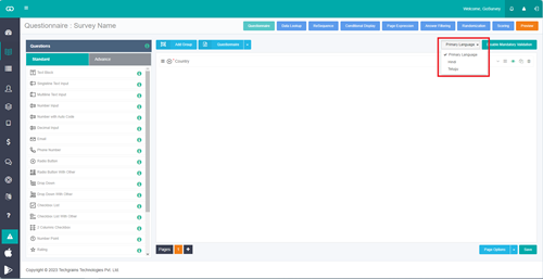 How to configure multi language survey